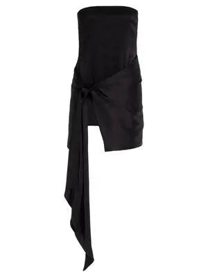 DAVID KOMA Tie-Detailed Strapless Satin Mini Dress