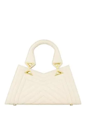 Mac Duggal Quilted Napa Leather Handbag - Ecru