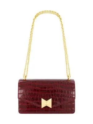 Mac Duggal Crocodile Leather Shoulder Bag - Oxblood