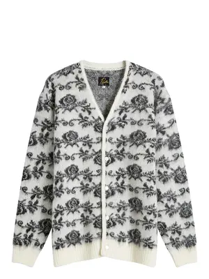 Needles Rose Mohair Cardigan - Ice White