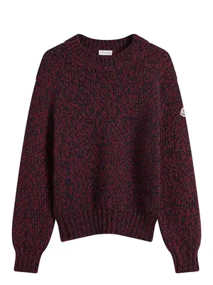 Moncler Mouliné Wool Crew Neck Sweater - Navy/burgundy