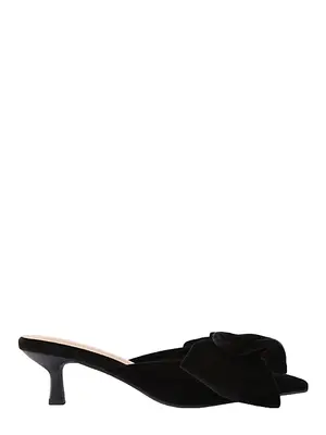 Kurt Geiger Bow-embellished Heeled Velvet Mules - Black