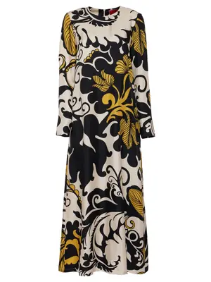 La DoubleJ Graphic-print Silk Midi Dress - White