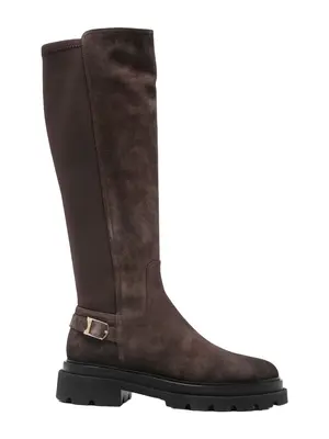 Santoni Suede Knee-high Boots - Brown
