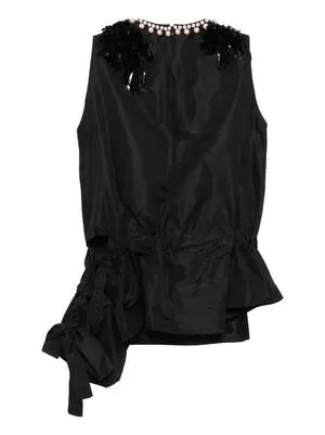 Biyan Embellished Taffeta Top - Black