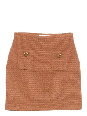 SELF-PORTRAIT Textured Knit Mini Skirt - Brown