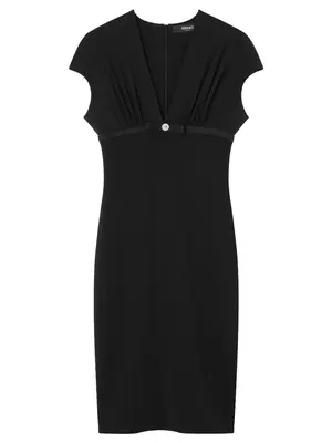 Versace Deep-neck Midi Dress - Black