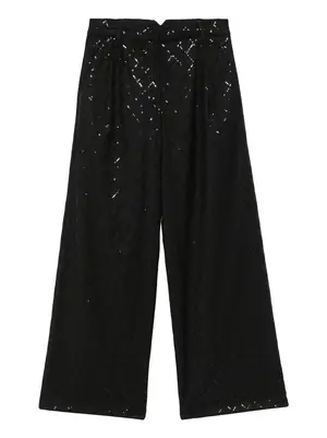 ROTATE BY BIRGER CHRISTENSEN Sequinned Wide-leg Trousers - Black