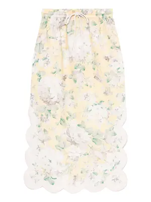 Zimmermann Acacia Scallop Midi Skirt - Neutrals