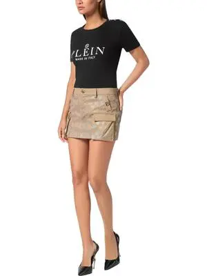 Philipp Plein Philipp Plein Crystal Monogram Miniskirt Neutrals