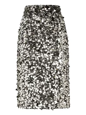 Dolce & Gabbana Sequinned Pencil Skirt - Silver