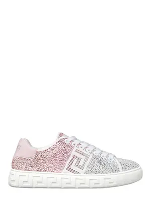 Versace Greca Crystal-embellished Sneakers - Silver