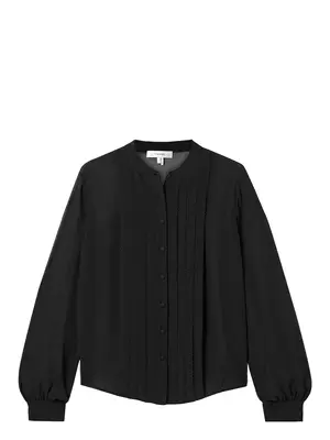 FRAME Bead-embellished Silk Crepe De Chine Blouse - Black