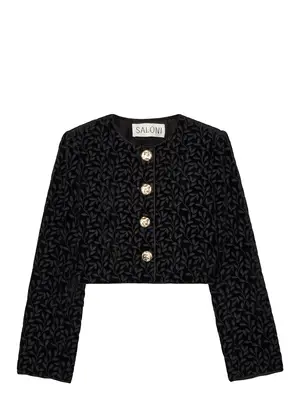 Saloni Vika Velvet-jacquard Jacket - Black