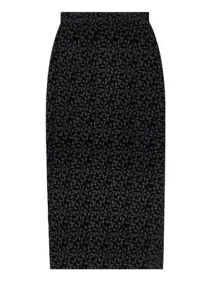 Saloni Nat Embroidered Velvet Midi Skirt - Black