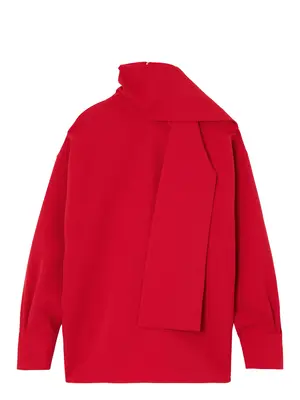 Carven Scarf-detailed Twill Blouse - Red