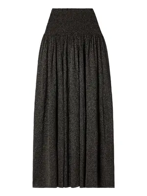 Zimmermann Crush Gathered Metallic Midi Skirt - Black