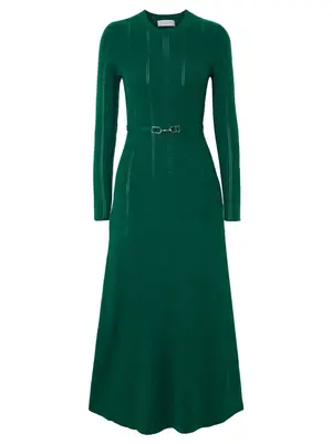Gabriela Hearst Imagene Belted Wool Midi Dress - Green