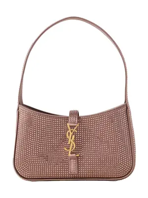 Saint Laurent SAINT LAURENT Le 5 À 7 Mini Crystal-Embellished Shoulder Bag Pink