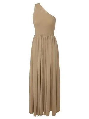 Zimmermann Crush Asymmetric Metallic Maxi Dress - Gold