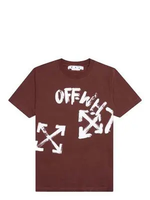 Off-White Paint Script Over Skate T-shirt - Burgundy