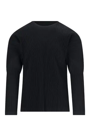 Issey Miyake Ribbed Long Sleeve Top - Black