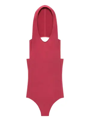 COURREGES Illusion Hooded Bodysuit - Red