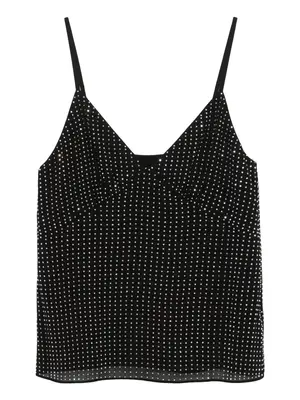 Michael Kors Rhinestone-embellished Georgette Top - Black