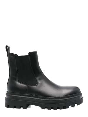 Calvin Klein Lug-sole Leather Boots - Black