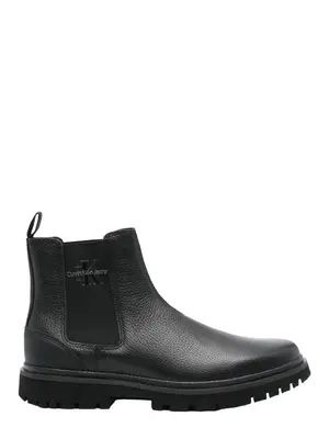 Calvin Klein Leather Ankle Boots - Black