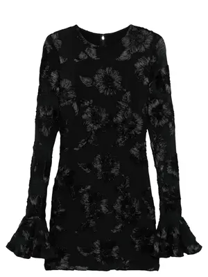 Remain Birger Christensen ROTATE BIRGER CHRISTENSEN Floral-Embroidered Mesh Mini Dress Black