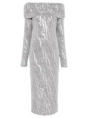 ROTATE BY BIRGER CHRISTENSEN Sequinned Midi Dress - Grey