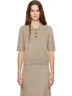 LISA YANG LISA YANG Taupe Carolyn Polo Ez Mole Brushed