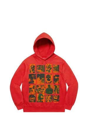 Supreme Collage Grid Hooded Sweatshirt - Red