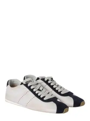 Miu Miu Plume Nappa Leather And Suede Sneakers - White/blue