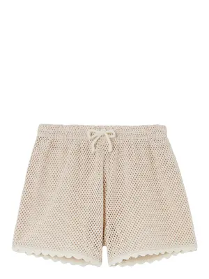Sea Sally Crocheted Cotton Shorts - Brown