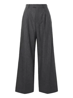 Carven Pleated Wide-leg Wool Trousers - Gray