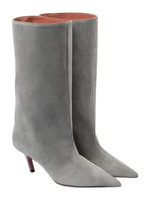 Amina Muaddi Amina Muaddi Fiona 60 Suede Boots Grey