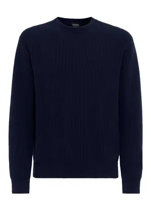 Zegna Ribbed-knit Cashmere Sweater - Blue