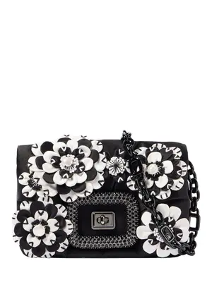 ROGER VIVIER Viv' Choc Floral-appliqué Crossbody Bag - Black