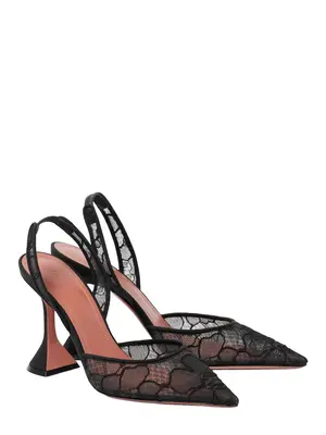 Amina Muaddi Holli 95 Lace Slingback Pumps - Black