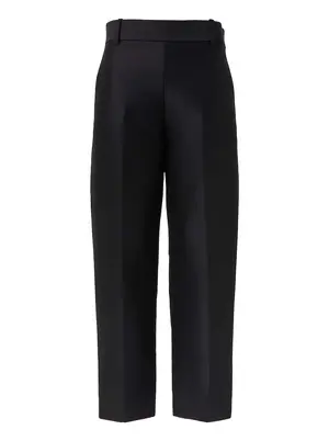 Khaite Cam Wool And Silk Faille Straight Trousers - Black