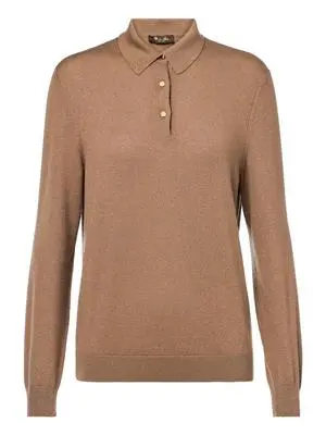 Loro Piana Luciole Cashmere-blend Polo Sweater - Brown