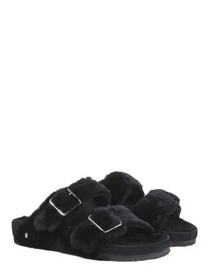 BIRKENSTOCK Arizona Shearling-lined Suede Sandals - Black