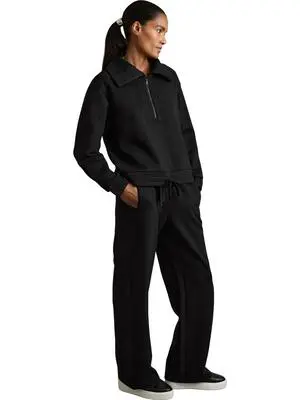 REISS Premium Interlock Half-Zip Sweatshirt Black