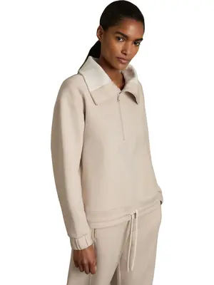 REISS Premium Interlock Half-Zip Sweatshirt Stone