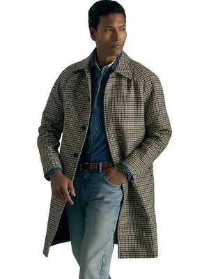 REISS Enigma Atelier Wool Houndstooth-check Raglan Overcoat - Brown