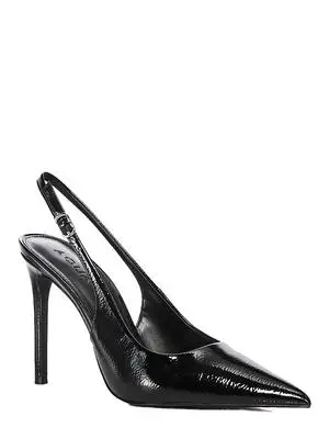 Aqua Taylr Slingback Pumps - Black Patent