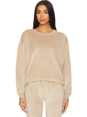 Eberjey Reversible Plush Sweatshirt - Toffee