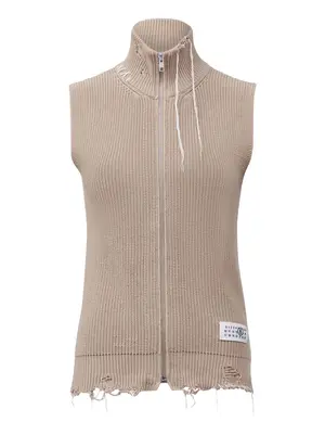 MAISON MARGIELA Zip-up Knitted Top - Neutrals